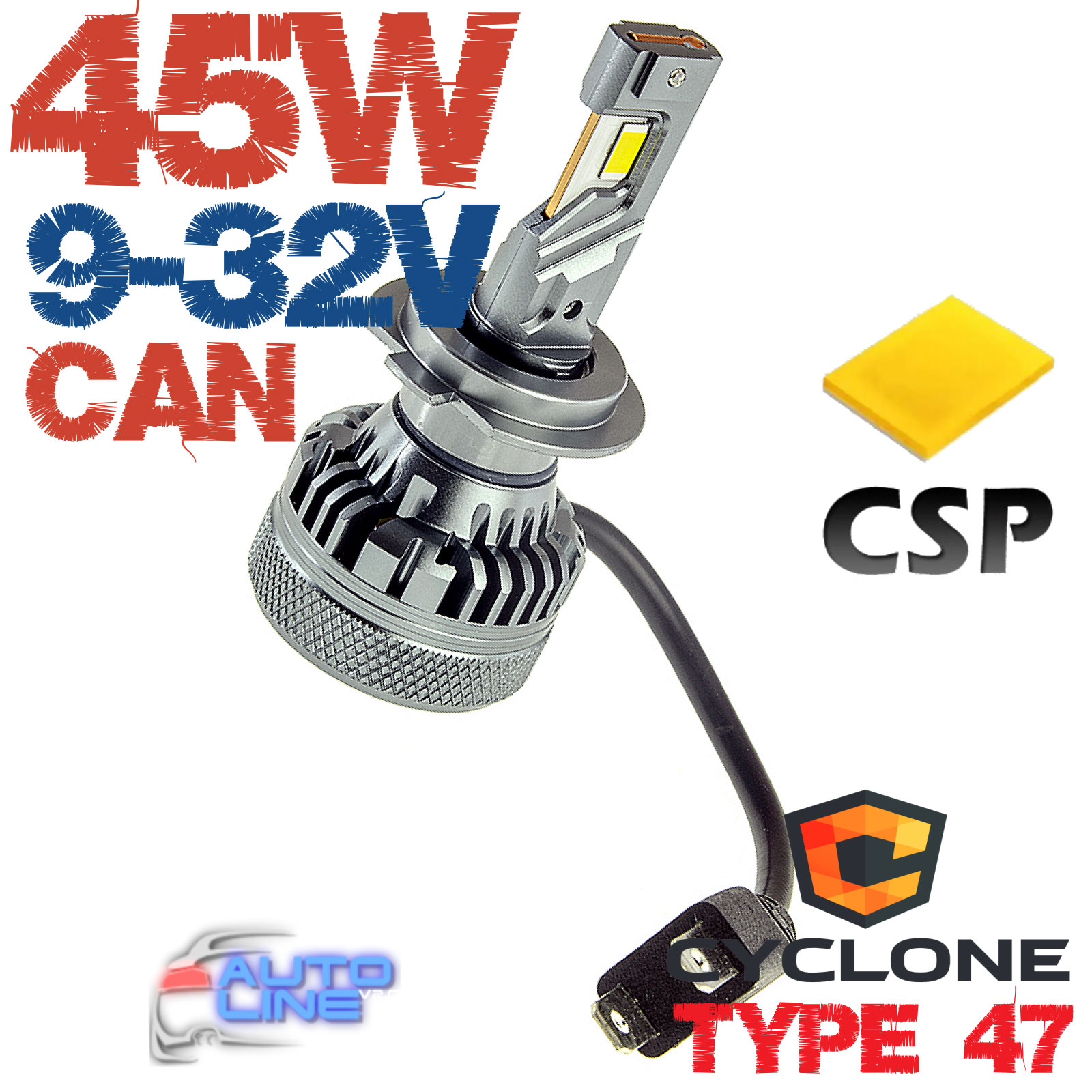 Cyclone LED H7 5500K type 47 — мощная LED-лампа H7 с обманкой 45Вт 9 ...